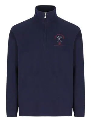 Brunello Cucinelli Otium Animi Apres-ski" Embroidered Half-zip Knitted Sweater - Black