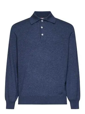 Brunello Cucinelli Cashmere-knit Polo Shirt - Blue