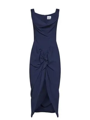 VIVIENNE WESTWOOD Sleeveless Draped Dress With Front Slit - Navy