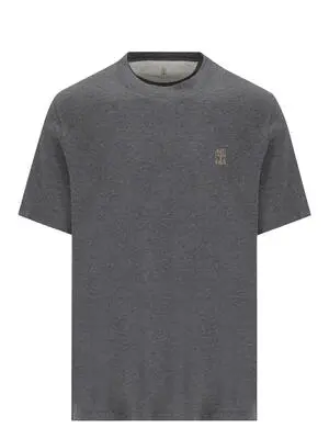Brunello Cucinelli Logo Jersey T-shirt - Grey