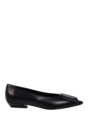 ROGER VIVIER Pointed Toe Buckled Flat - Black