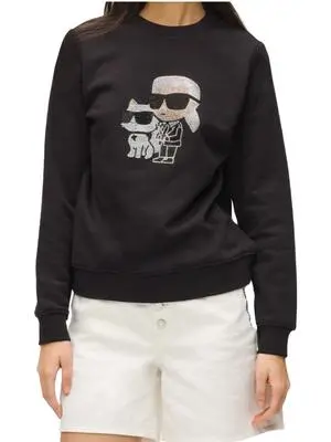Karl Lagerfeld Crystal-embellished Crewneck Sweatshirt - Black