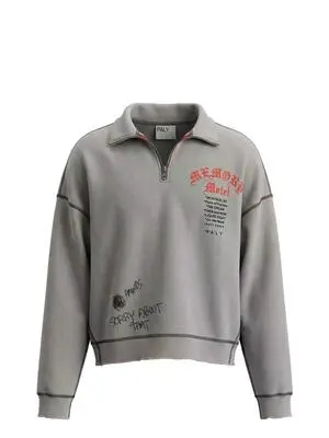 PALY Graphic Print Quarter-zip Sweatshirt - Grey