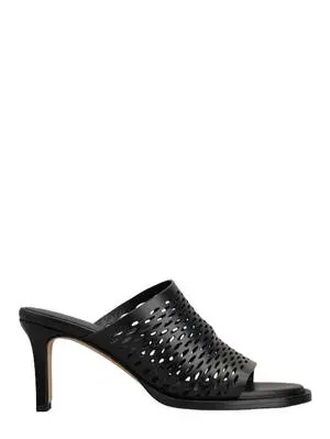 TOD'S Perforated Leather Heeled Mules - Black