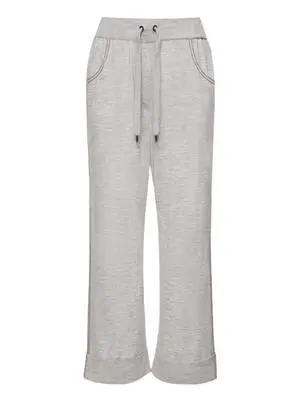 Brunello Cucinelli Wool Cashmere Wide Leg Pants - Gray
