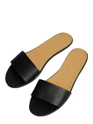 THE ROW The Row Signum Flat Leather Slide Sandals