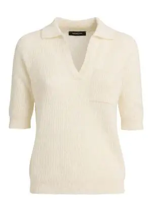 Fabiana Filippi Short Sleeve Knit Polo Top - White