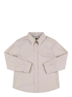 Bonpoint Striped Cotton Poplin Shirt - Nude