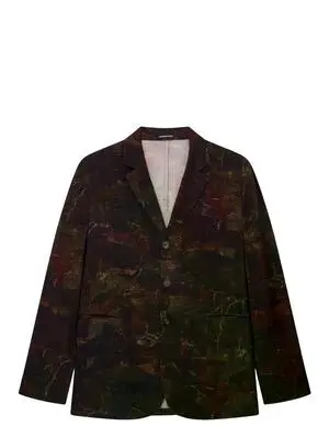Emporio Armani Abstract-print Single-breasted Jacket - Brown