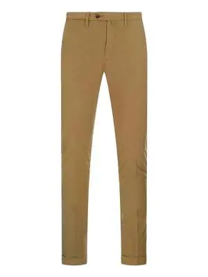 B SETTECENTO Mustard Yellow Button-fastening Trousers With Turn-up Hems - Neutrals