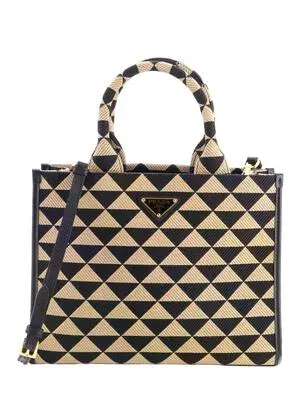 Prada Symbole Shopper Jacquard Small Tote Bag - Brown