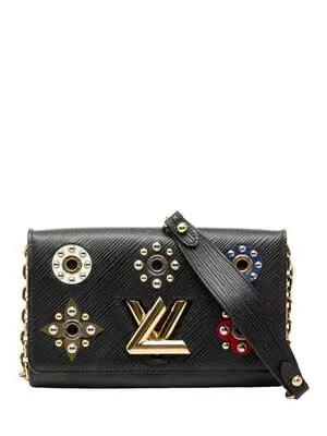 LOUIS VUITTON Epi Mechanical Flowers Twist Chain Wallet Crossbody Bag - Black