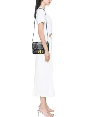 Dior Oblique Canvas 30 Montaigne Flap Crossbody Bag - Blue