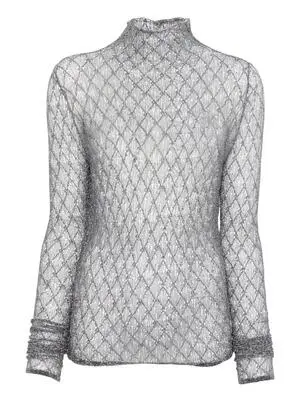 Marie Adam-Leenaerdt Diamond-mesh High-neck Top - Grey