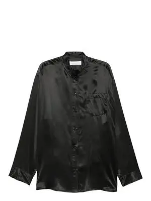 Marie Adam-Leenaerdt Satin Finish Oversized Shirt - Black