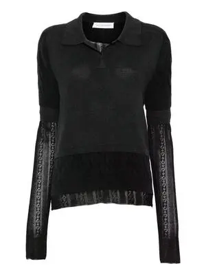 Marie Adam-Leenaerdt Layered Knitted Polo Top - Black