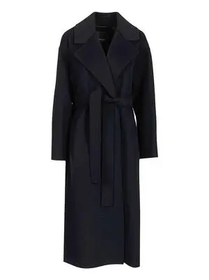 Max Mara S MAX MARA Double-Breasted Hand-Sewn Wool Coat Blue