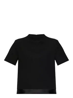 JIL SANDER Wool Top With Satin Trim - Black