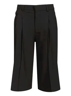 AMI Paris Wide-leg Wool Gabardine Bermuda Shorts - Black