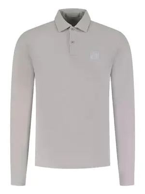 Stone Island Ghost Logo-patch Long-sleeve Polo Shirt - Neutrals