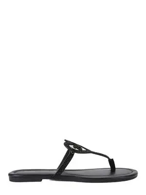 Kurt Geiger Embellished T-bar Flat Sandals - Black
