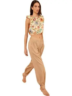Ulla Johnson Ulla Johnson Gracie Cotton Floral Print Cropped Top Abalone