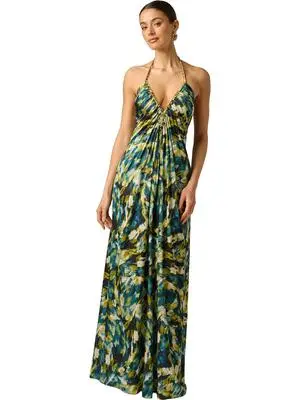 Adrianna Papell Halterneck Gown - Green Multi
