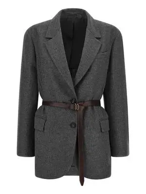 Brunello Cucinelli BRUNELLO CUCINELLI Single-Breasted Virgin Wool And Cashmere Blazer Gray