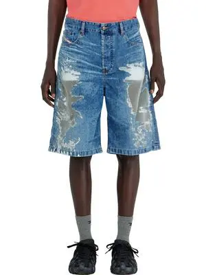 DIESEL® X Tinder "for Successful Loving" Devoré Denim Shorts - Blue