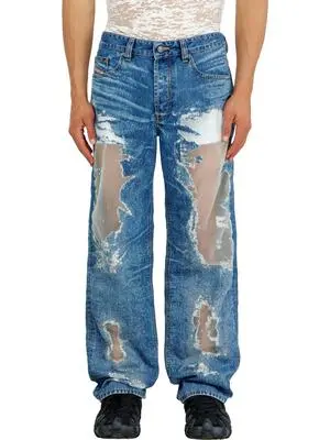 DIESEL® Diesel D-MACS Regular Waist Jeans With Devoré Detailing