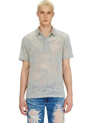 DIESEL® Polo Shirt In All-over Devoré Jersey - Grey
