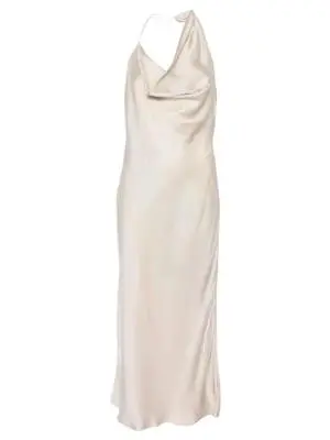 NINEMINUTES Cowl Neck Backless Midi Dress - Neutrals