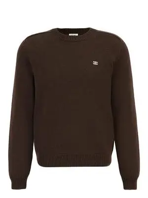 Celine Sweater L/s Pull Boxy Col Rond Triomphe Cashmere - Brown