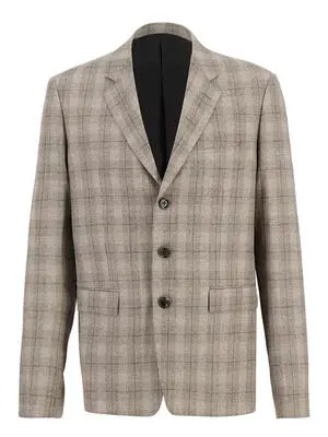 Celine Tailored Prince Of Wales Wool Flannel Blazer - Multicolour