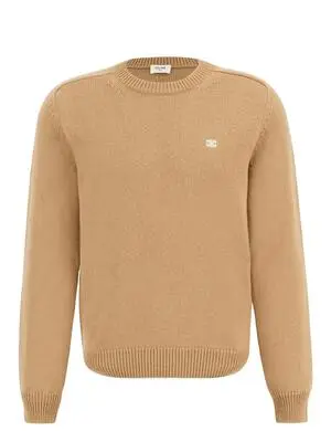 Celine Sweater L/s Pull Boxy Col Rond Triomphe Cashmere - Beige