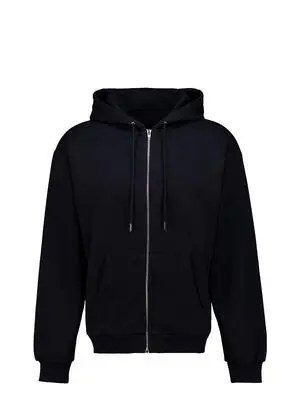 Celine Loose Zip Hoodie In Cotton Fleece - Black