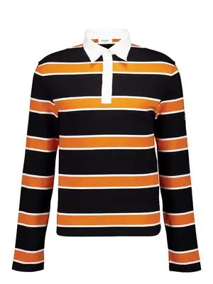 Celine Polo Shirt L/s Striped Jersey Cotton - Black