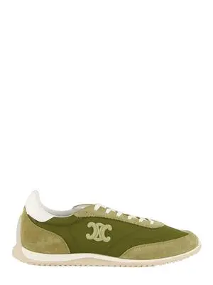 Celine L-top Lace-up Sneakers In Nylon, Suede & Leather - Green