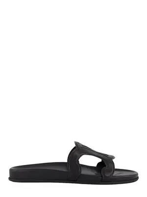 Celine Triomphe Leather Slides - Black