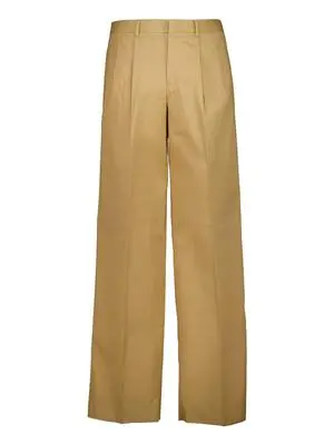 Celine Pleated Canvas Cotton Trousers - Beige
