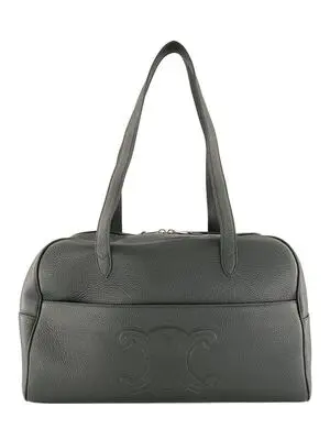 Celine Grained Leather Duffle Bag - Grey