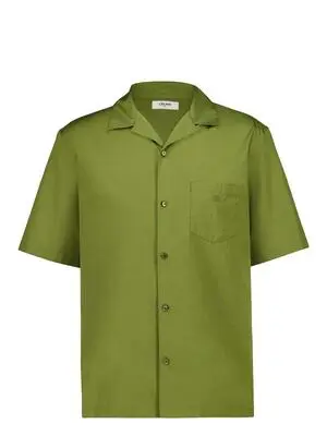 Celine Shirt Bowling S/s Button Up Cotton Poplin - Green