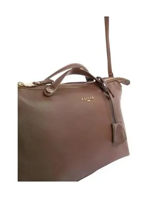 GAELLE Logo Lettering Pebble-grain Tote Bag - Brown
