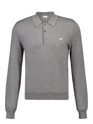 Celine Polo L/s Fine Knit Cotton - Grey