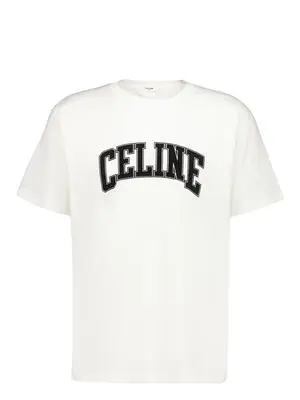 Celine T-shirt Loose Fit S/s C-neck Cotton Jersey - White