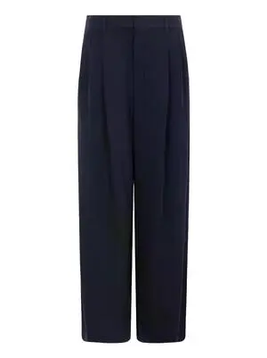 Max Mara Pleated Crepe Texture Trousers - Blue