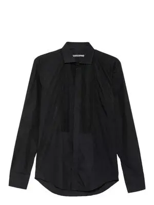 Brian Dales Pleated Bib-front Shirt - Black