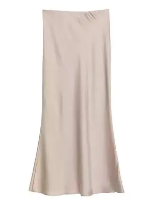 D.exterior Satin Flared Midi Skirt - Neutrals