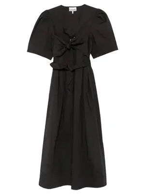GANNI Satin Finish Midi Dress - Black