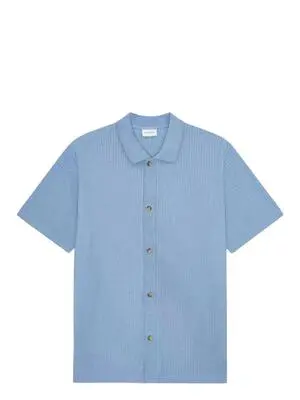 LES DEUX Pointelle Knit Short-sleeve Cardigan - Blue